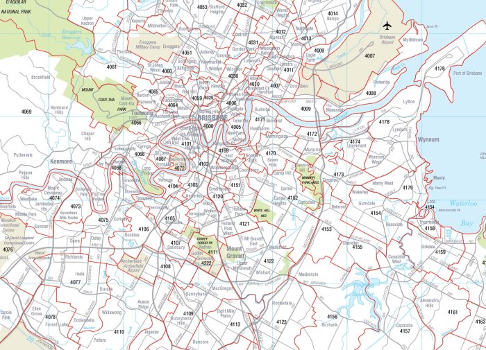 Brisbane Queensland Postcode Map Brisbane Queensland Postcode Map
